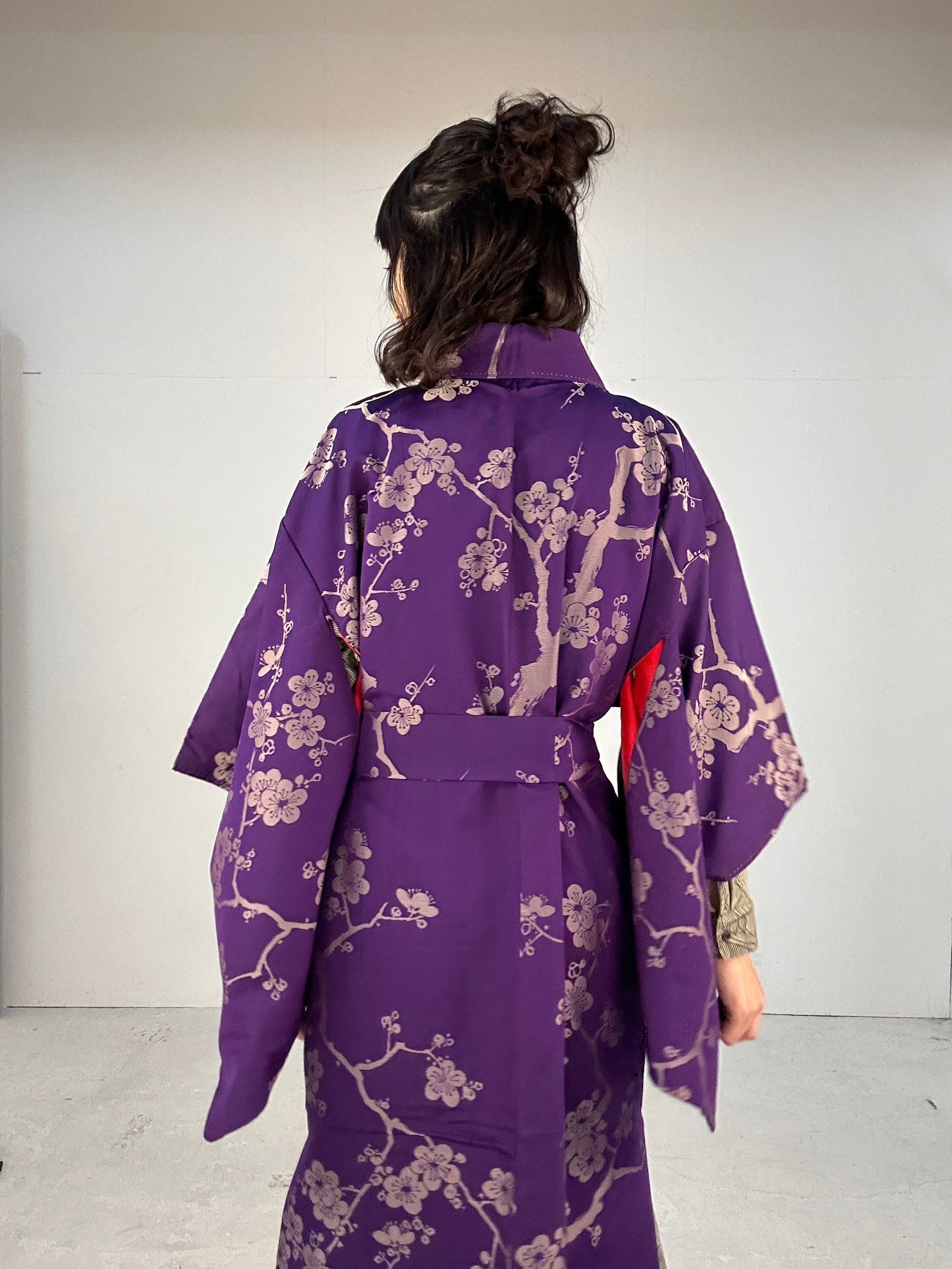 Kimono dress gown and string belt upcycled from Japanese kimono "komon ...