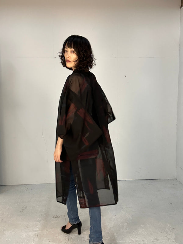 SHEER kimono dress gown and string belt upcycled from Japanese kimono – MACHIKO KIMONO Japanese ...