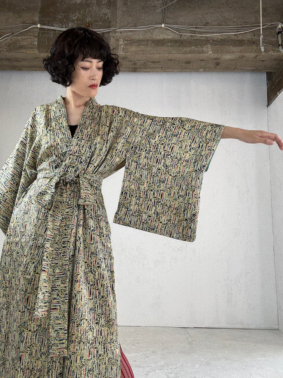 KIMONO DRESS GOWN AND STRING BELT UPCYCLED FROM JAPANESE KIMONO ...