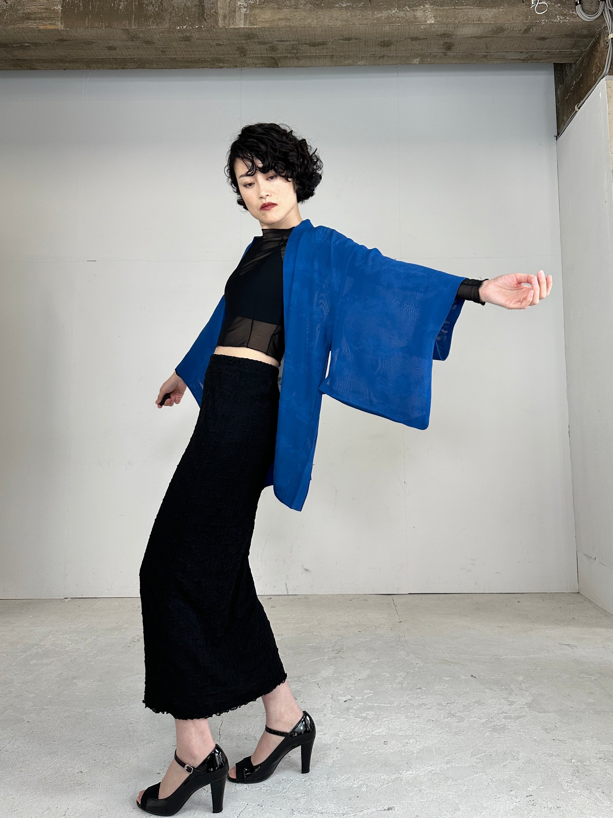 VINTAGE BLUE HAORI SHEER "trees" – MACHIKO KIMONO Japanese Kimonos ...