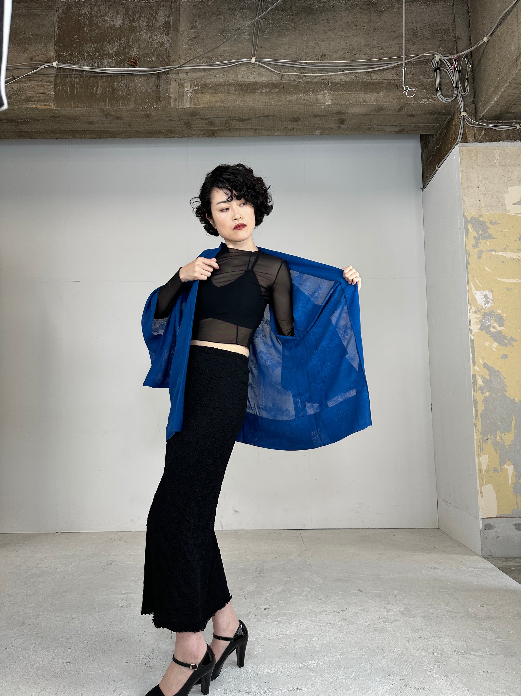 VINTAGE BLUE HAORI SHEER "trees" – MACHIKO KIMONO Japanese Kimonos ...