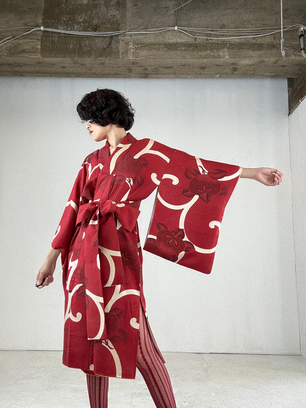 KIMONO DRESS GOWN AND STRING BELT UPCYCLED FROM JAPANESE KIMONO ...