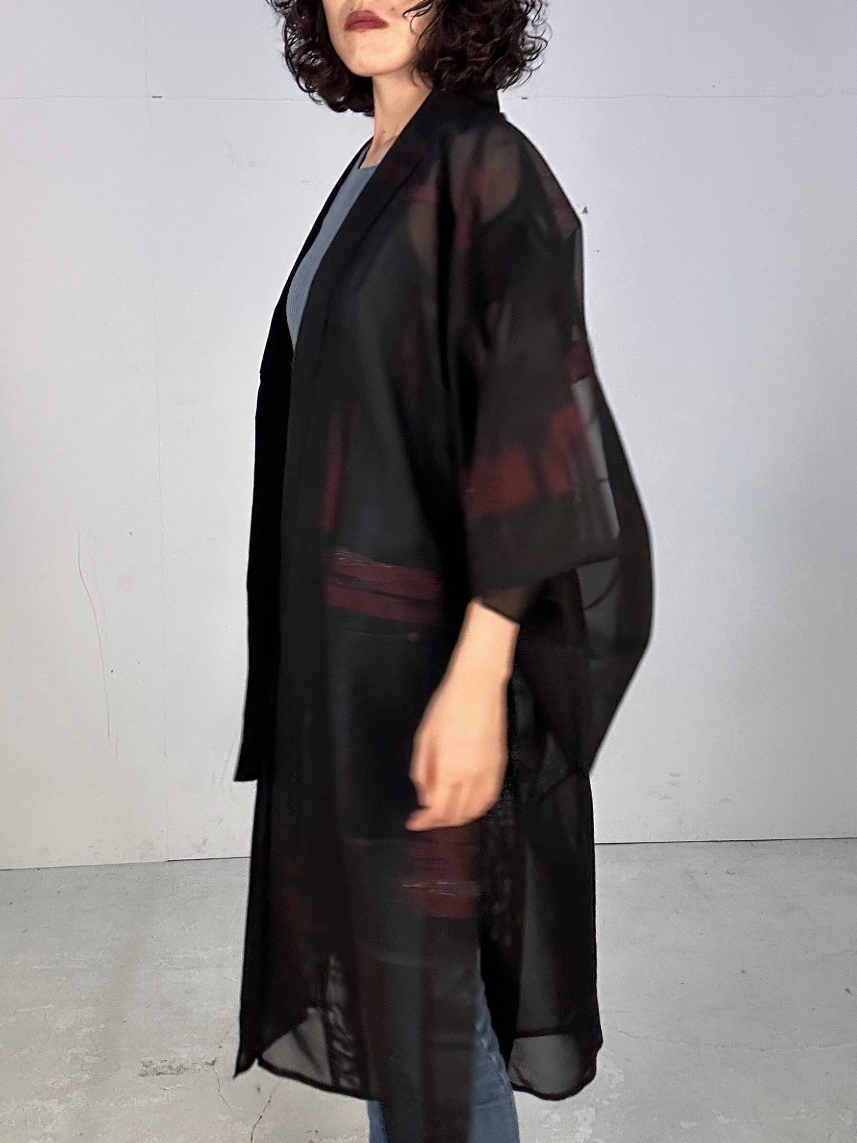 SHEER kimono dress gown and string belt upcycled from Japanese kimono ...