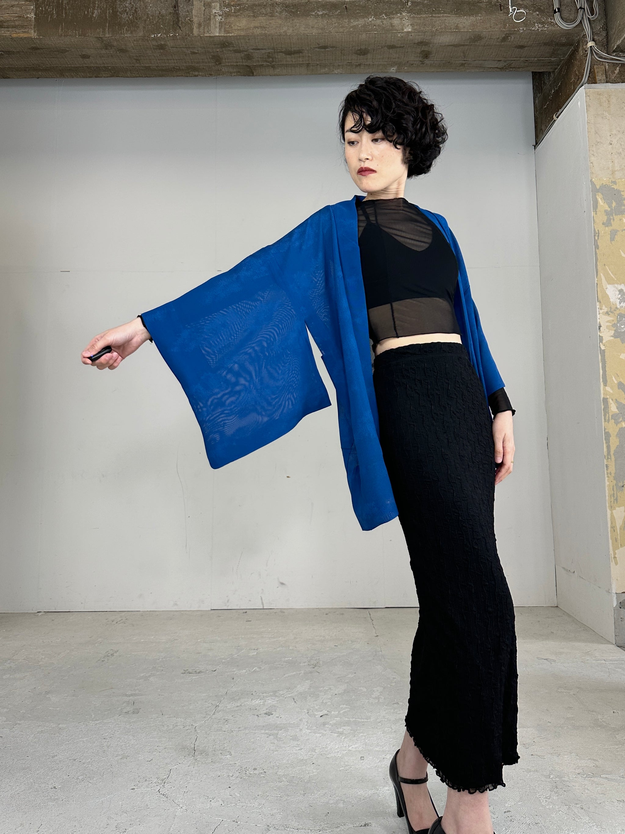 VINTAGE BLUE HAORI SHEER "trees" – MACHIKO KIMONO Japanese Kimonos ...