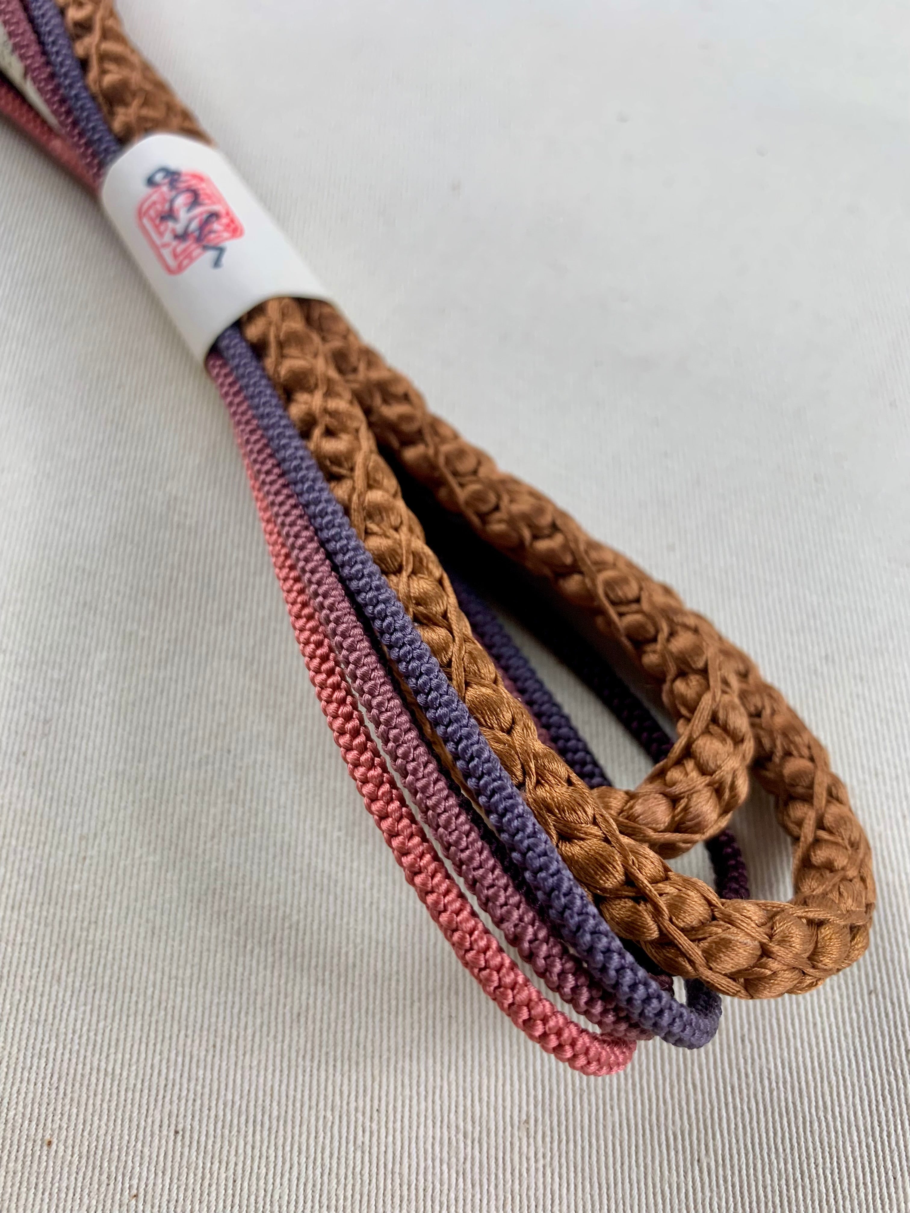 KIMONO OBI Belt Tie Vintage Silk Kimono Cord OBIJIME MIX”brown,pink ...