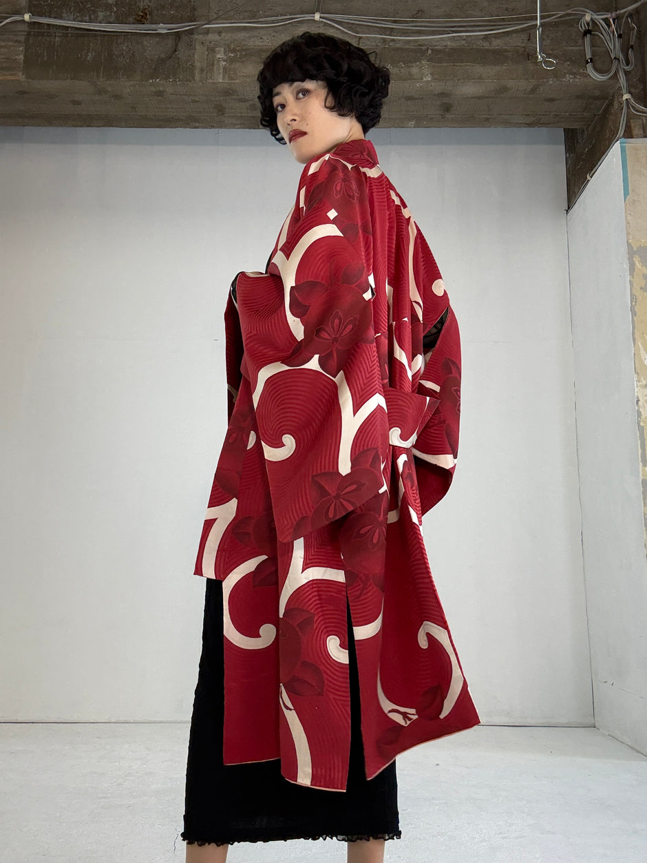 KIMONO DRESS GOWN AND STRING BELT UPCYCLED FROM VINTAGE KIMONO ...