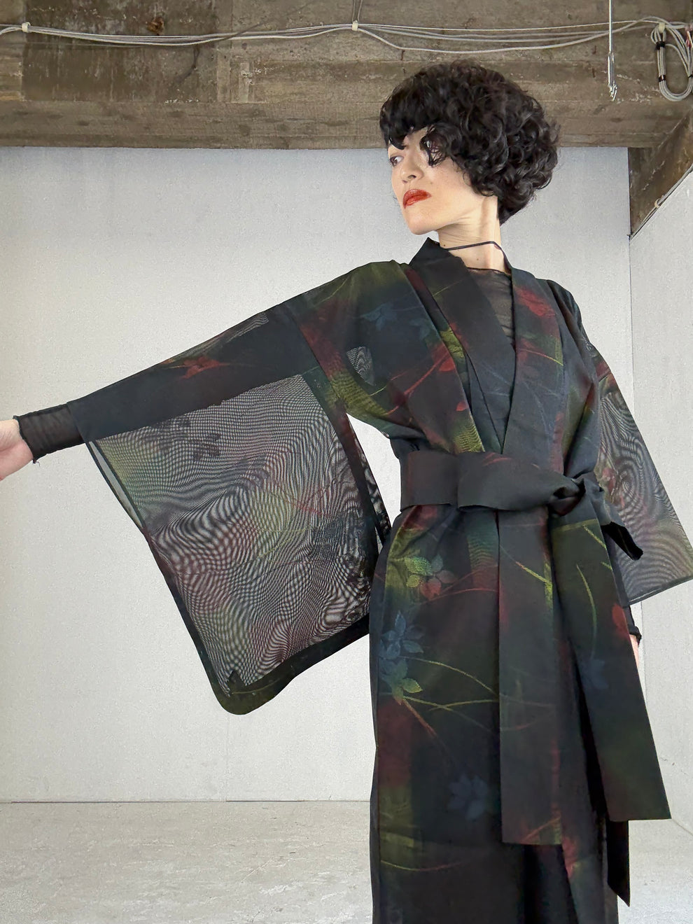 SHEER Kimono Dress Gown with String Belt – Upcycled from Japanese Kimo ...