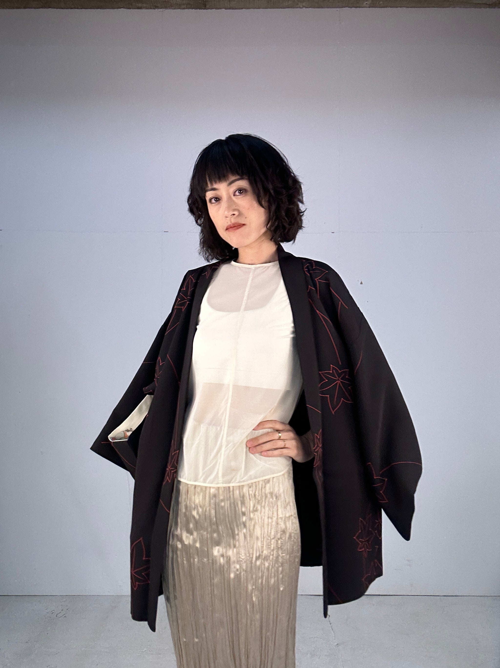 BLACK HAORI "kaede" – MACHIKO KIMONO Japanese Kimonos, Vintage & Upcycled